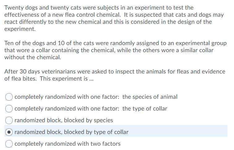 Solved Twenty dogs and twenty cats were subjects in an | Chegg.com