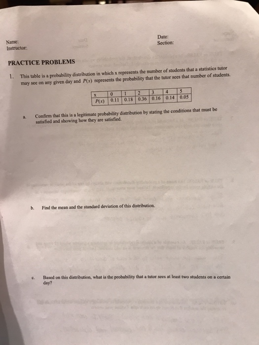 Solved Date: Section: Name: Instructor PRACTICE PROBLEMS 1. | Chegg.com