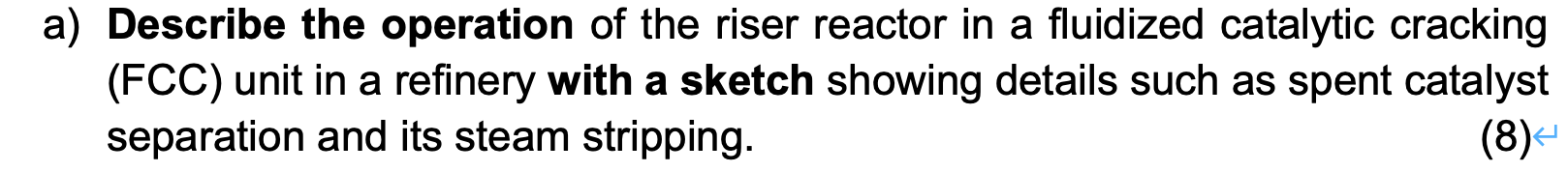 Solved a) Describe the operation of the riser reactor in a | Chegg.com