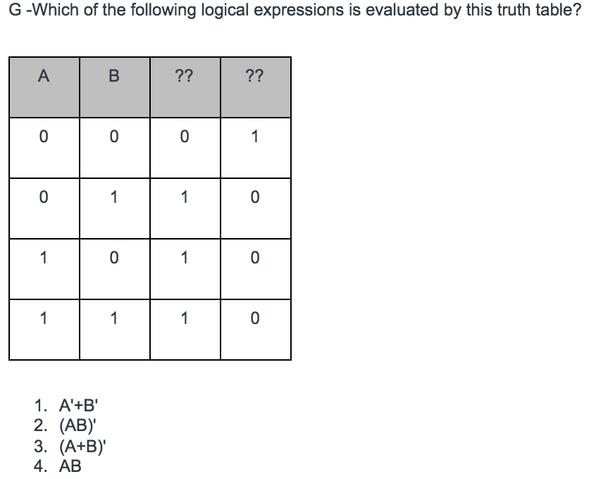 Solved A- Which of the following logical expressions is | Chegg.com