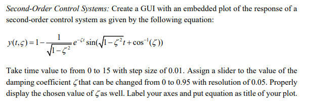 Solved Second-Order Control Systems: Create a GUI with an | Chegg.com