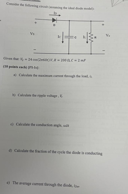 Solved Consider the following circuit (assuming the ideal | Chegg.com