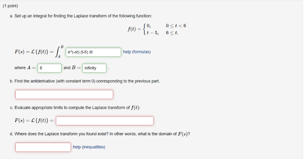 Solved (1 point) a. Set up an integral for finding the | Chegg.com