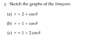 Solved 3. Sketch the graphs of the limaçons: (a) r = 2 + cos | Chegg.com