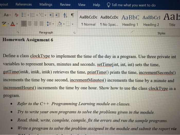 Solved Ayout References Mailings Tell Me Review View Help