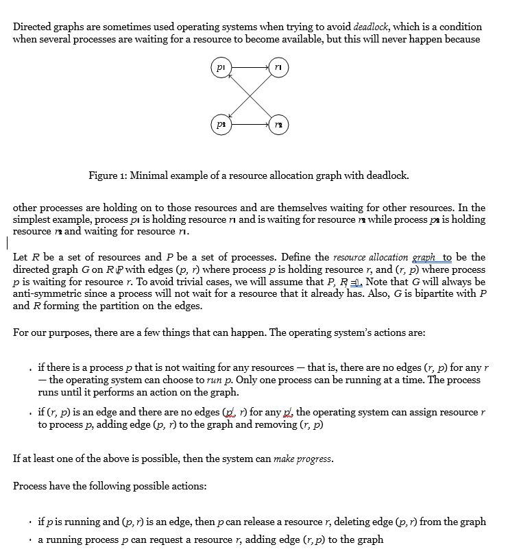Directed graphs are sometimes used operating systems | Chegg.com