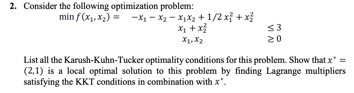 Solved Consider the following optimization | Chegg.com