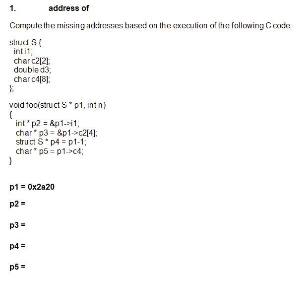 Solved 1. address of Compute the missing addresses based on | Chegg.com