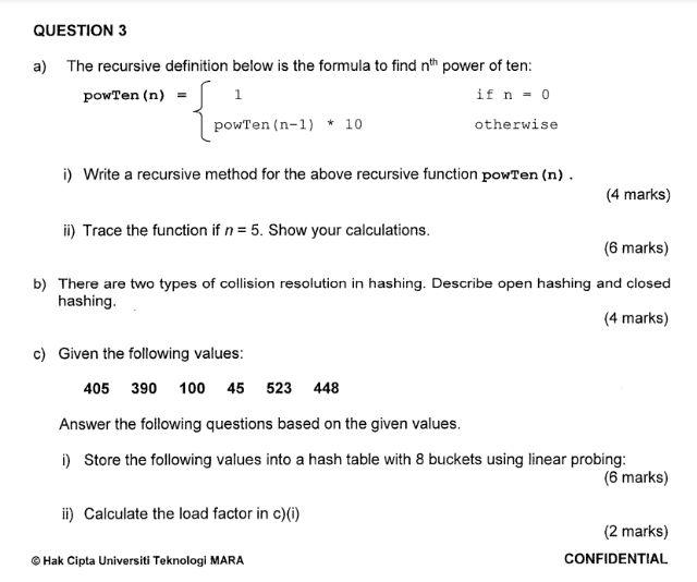 Solved a) The recursive definition below is the formula to | Chegg.com