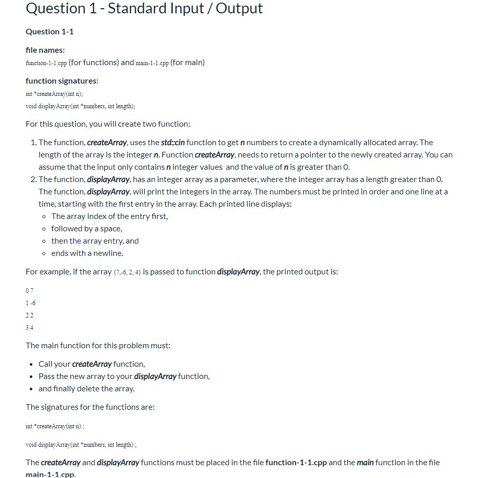 Solved Question 1 - Standard Input/Output Question 1-1 file | Chegg.com