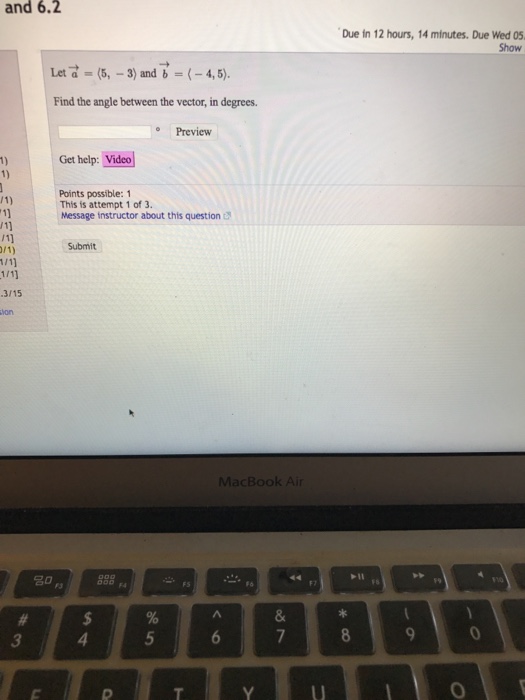 Solved Let a vector = (5, -3) and b vector = (-4, 5) Find | Chegg.com