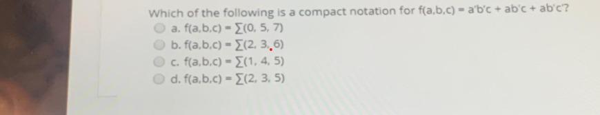 Solved Which of the following is a compact notation for | Chegg.com