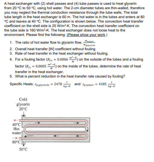 Solved A heat exchanger with (2) shell passes and (4) tube | Chegg.com