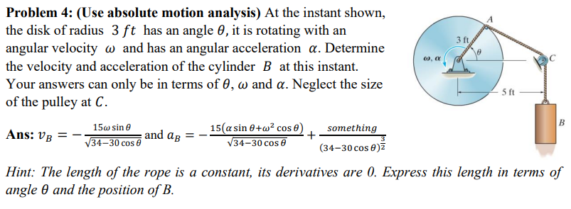 Solved Problem 4: (Use absolute motion analysis) At the | Chegg.com