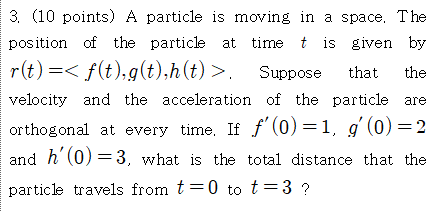 Solved (10 ﻿points) ﻿A particle is ﻿moving in ﻿a space. | Chegg.com