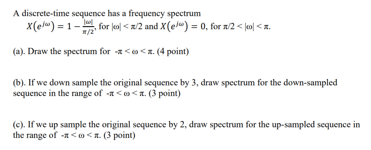 Solved A discrete-time sequence has a frequency spectrum w | Chegg.com