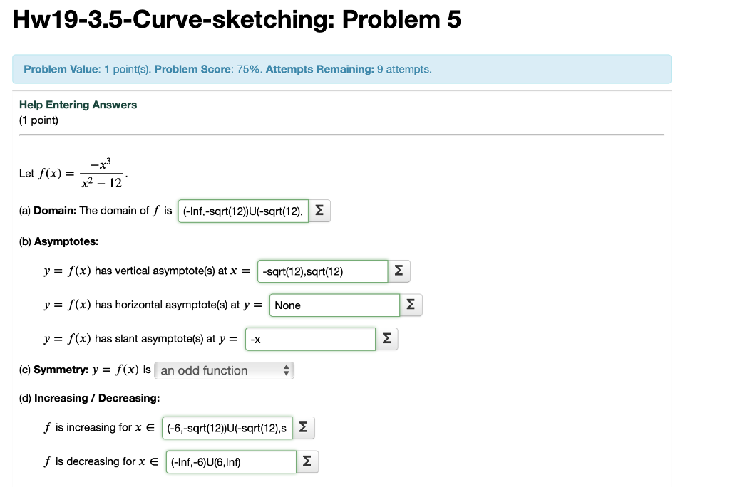 Solved Hw19-3.5-Curve-sketching: Problem 5 Problem Value: 1 | Chegg.com Solved Hw19-3.5-Curve-sketching: Problem 5 Problem Value: 1 | Chegg.com