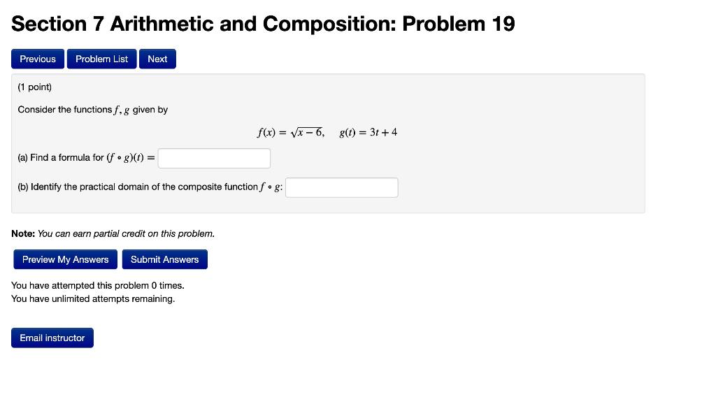 Solved Section 7 Arithmetic and Composition: Problem 19 | Chegg.com