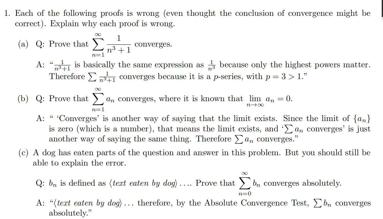Solved 1. Each of the following proofs is wrong (even | Chegg.com