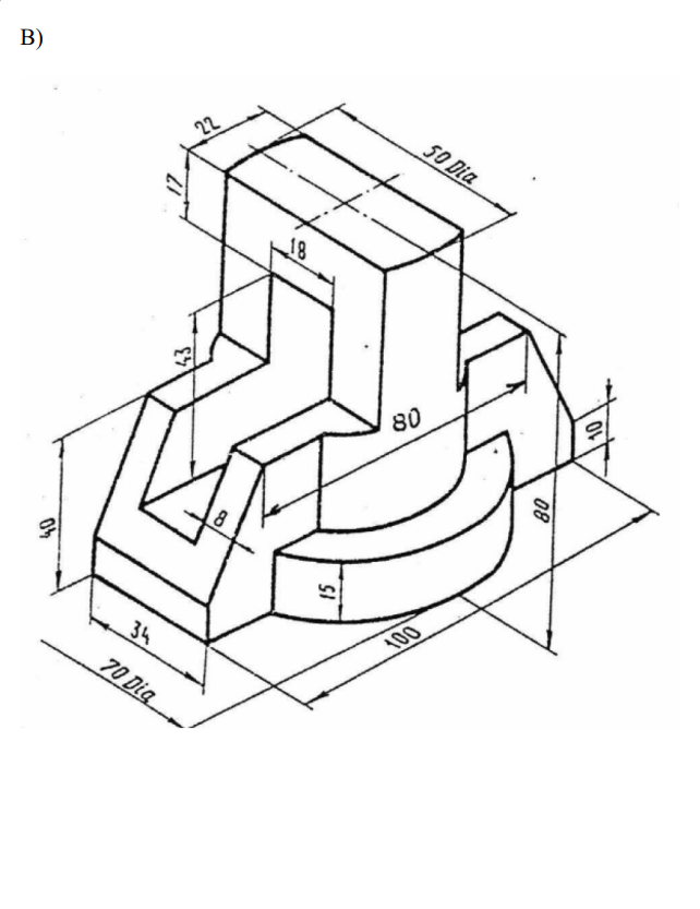 Solved In a 2D drawing file draw the front, top and side | Chegg.com