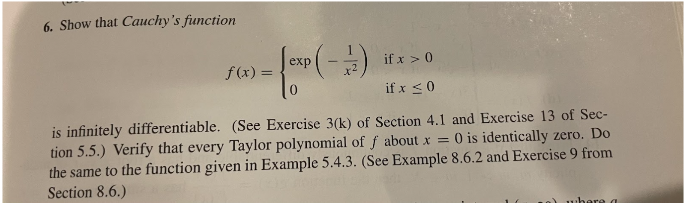 Solved 6. Show that Cauchy's function f(x)={exp(−x21)0 if | Chegg.com