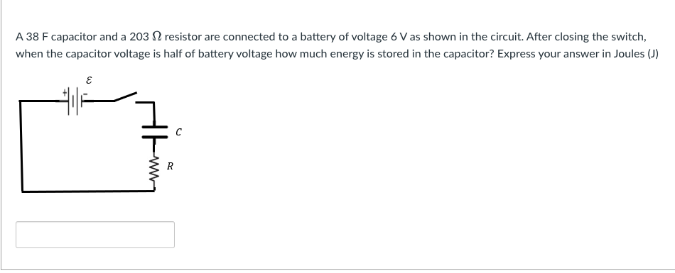 Solved A 38 F capacitor and a 203 12 resistor are connected | Chegg.com