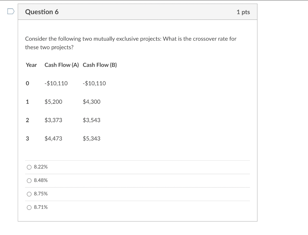 Solved Consider the following two mutually exclusive | Chegg.com