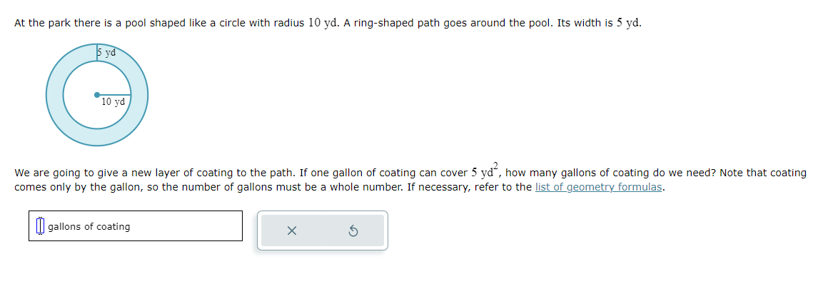 Solved At the park there is a pool shaped like a circle with | Chegg.com