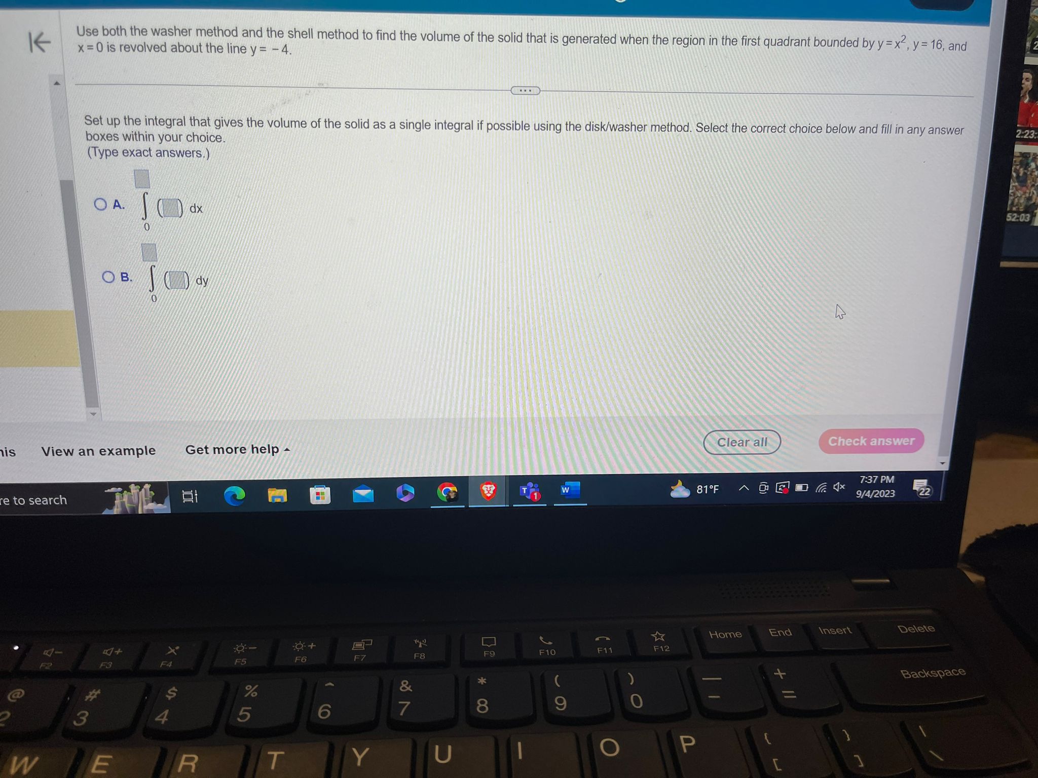 Solved Use both the washer method and the shell method to | Chegg.com