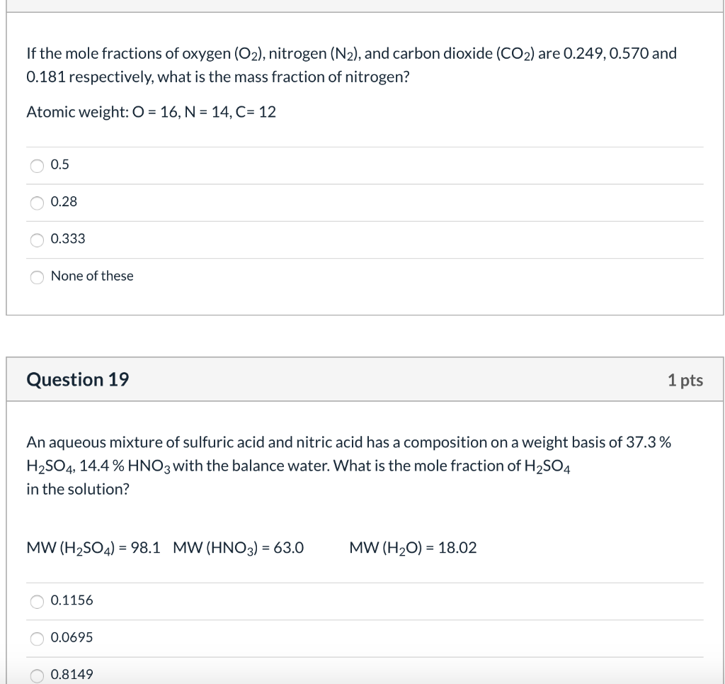 Solved If the mole fractions of oxygen (O2), nitrogen (N2), | Chegg.com