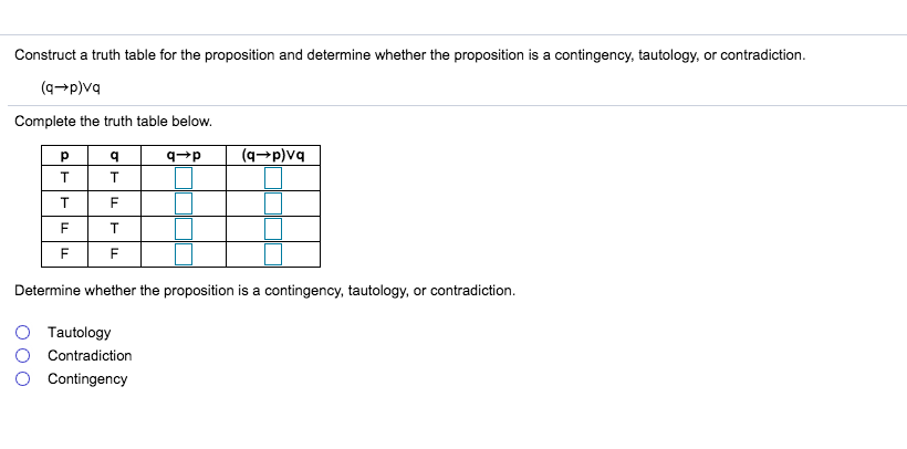 Solved Construct a truth table for the proposition and | Chegg.com