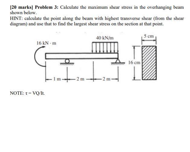 Solved [20 marks] Problem 3: Calculate the maximum shear | Chegg.com