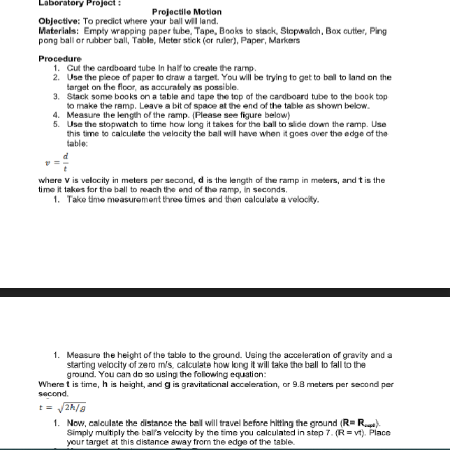 Laboratory Project: Projectile Motion Objective: To | Chegg.com
