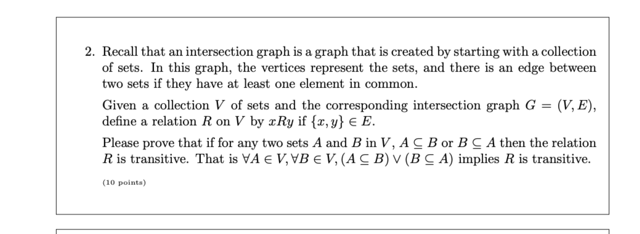 Solved Recall that an ﻿intersection graph is ﻿a graph that | Chegg.com