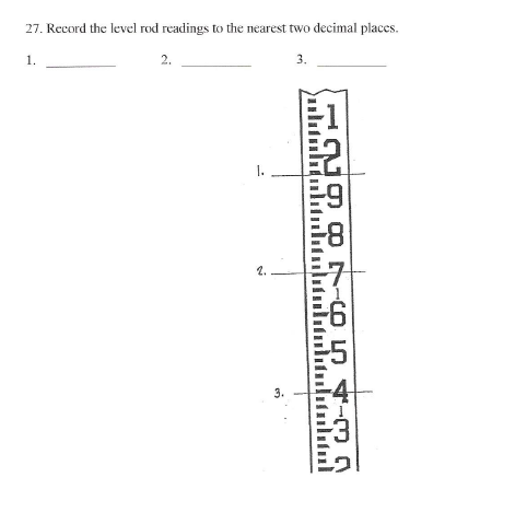 Solved 27. Record the level rod readings to the nearest two | Chegg.com