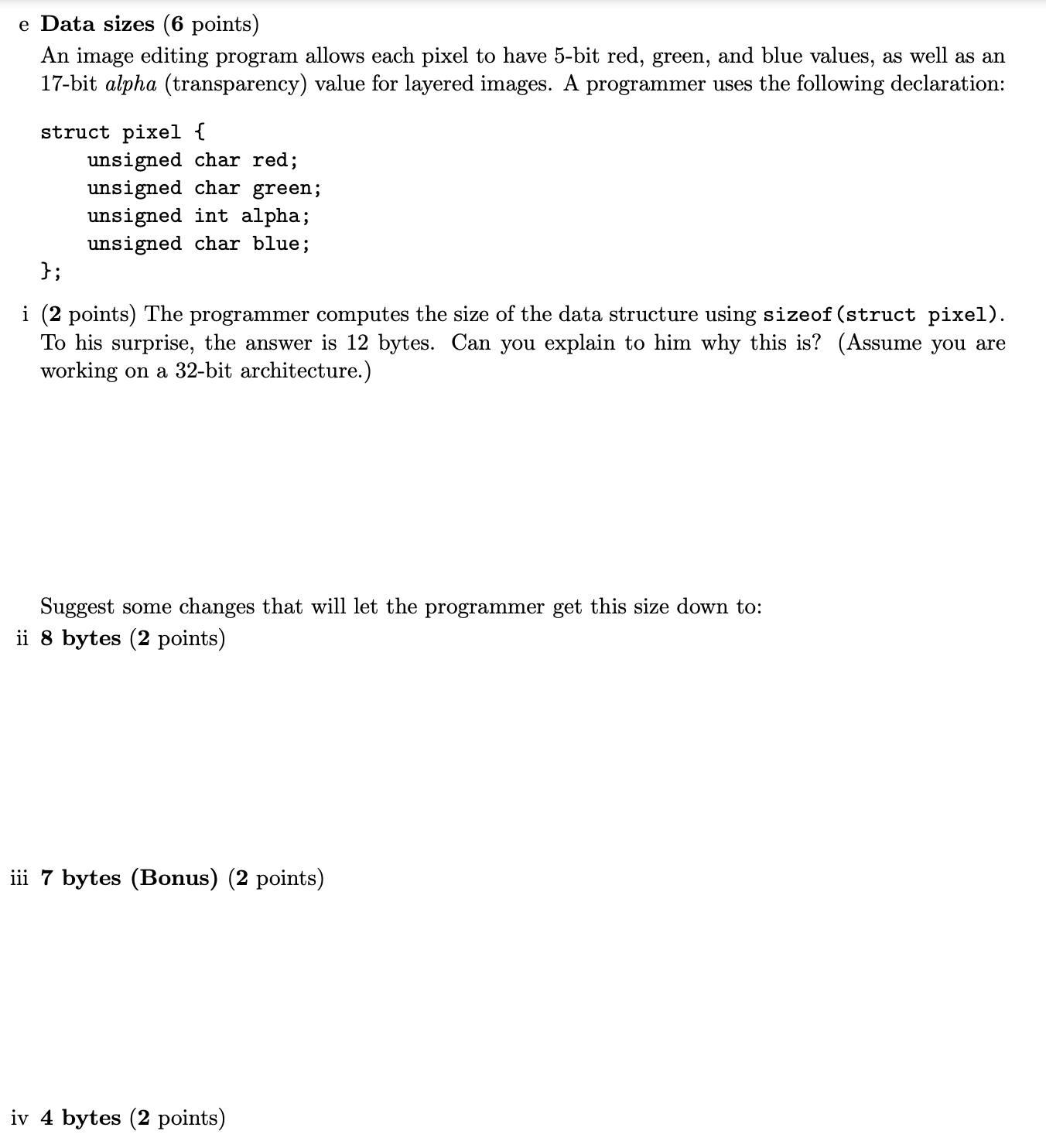 Solved Problem 1 Short answer questions (26 points) Answer | Chegg.com
