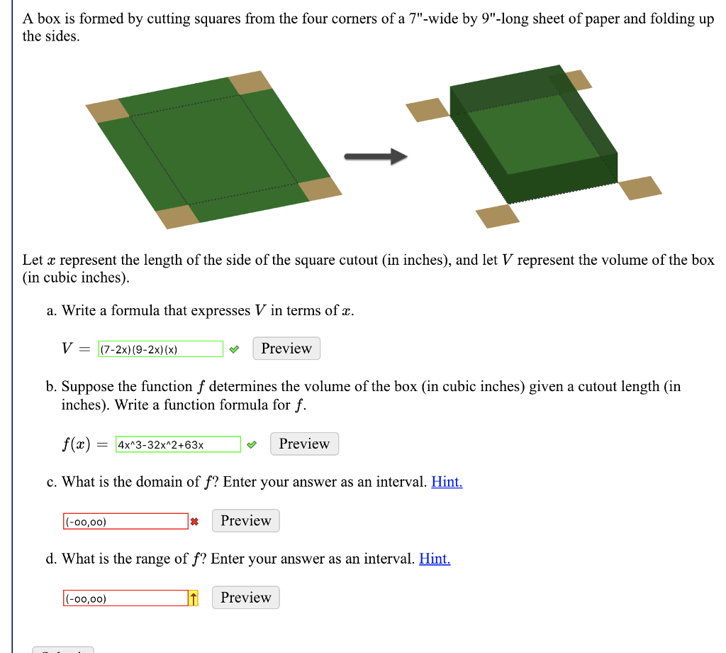 Solved A box is formed by cutting squares from the four | Chegg.com