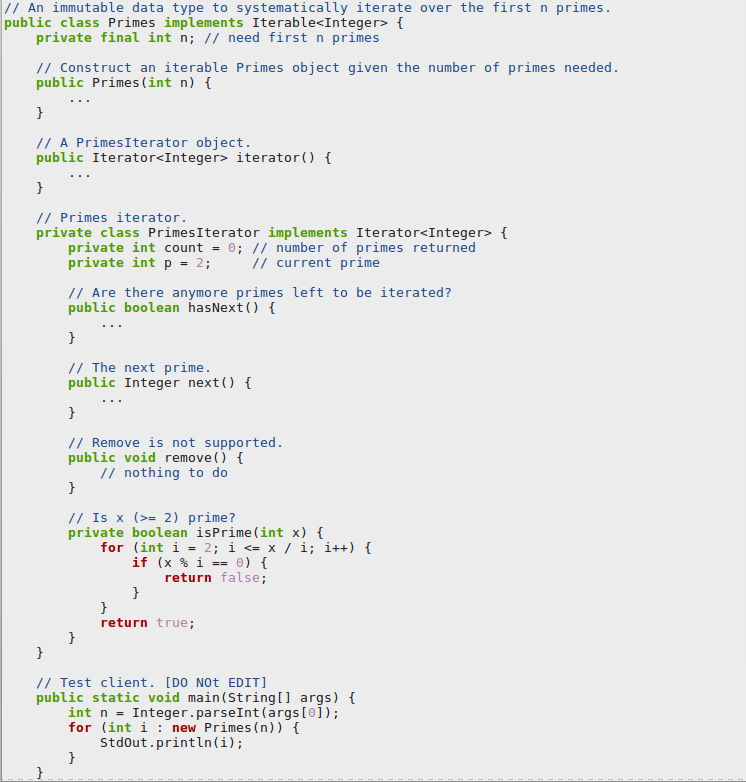 Solved Implement An Immutable Iterable Data Type Primes In 7870