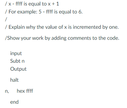 Solved /x-ffff is equal to x + 1 / For example: 5 - ffff is | Chegg.com