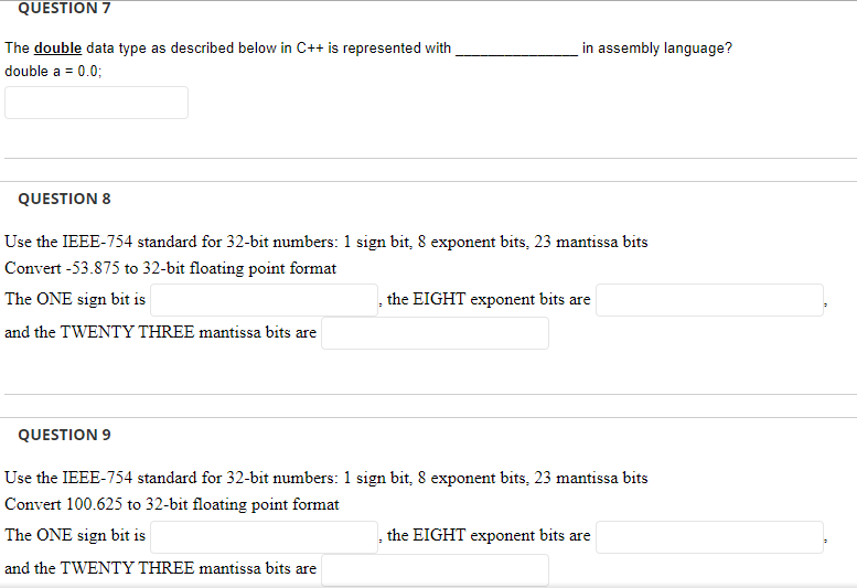 Solved QUESTION 7 The double data type as described below in | Chegg.com