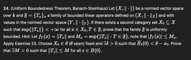Solved (Uniform ﻿Boundedness Theorem, Banach-Steinhaus) ﻿Let | Chegg.com