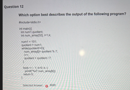 Solved Which option best describes the output of the | Chegg.com
