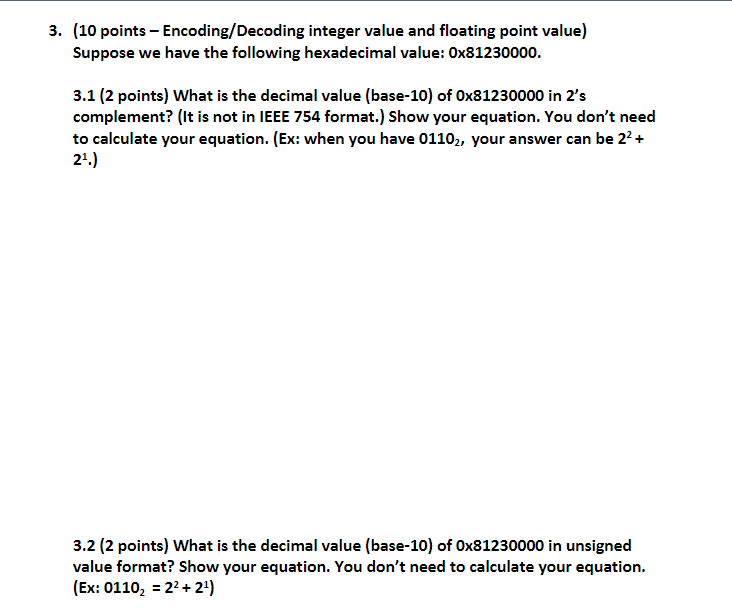 Solved 10 Points Encoding Decoding Integer Value And