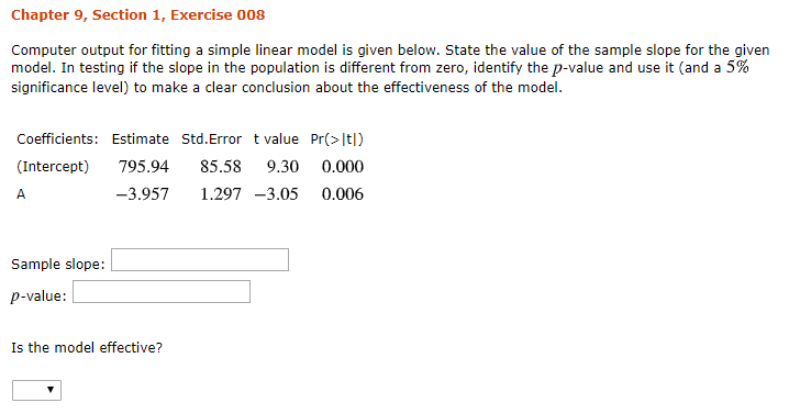 Solved Chapter 9, Section 1, Exercise 008 Computer output | Chegg.com