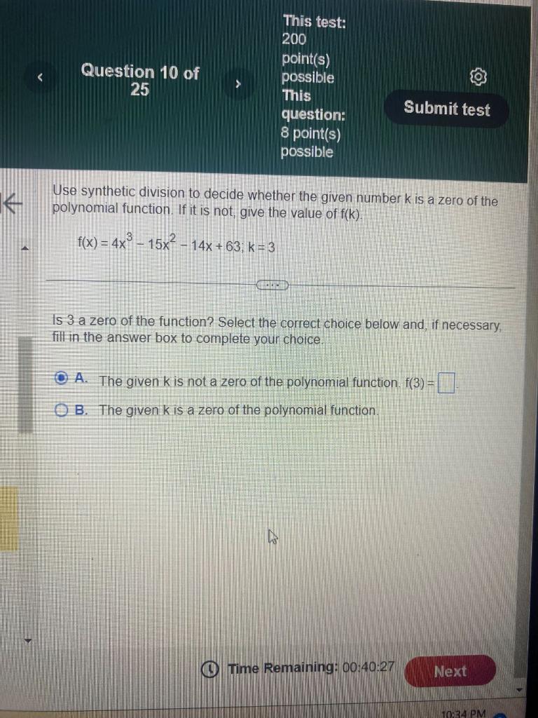 Solved Use synthetic division to decide whether the given | Chegg.com