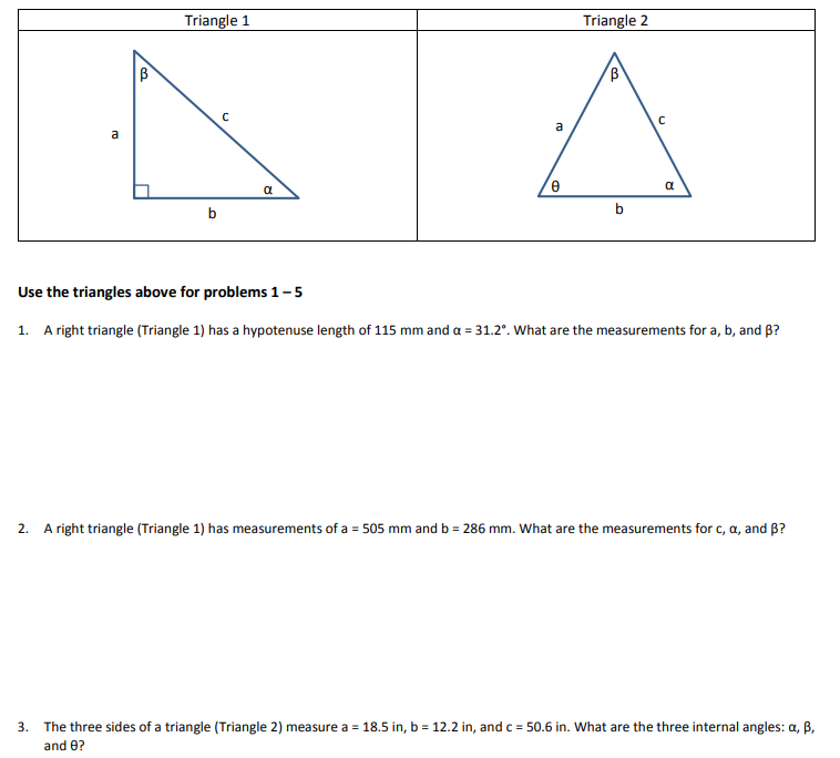 Solved Triangle 1 Triangle 2 (3 Io Use the triangles above | Chegg.com