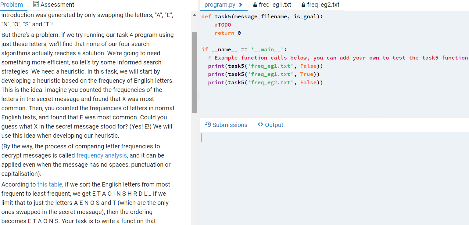 program.py > & freq_eg1.txt A freq_eg2.txt def task 5 | Chegg.com