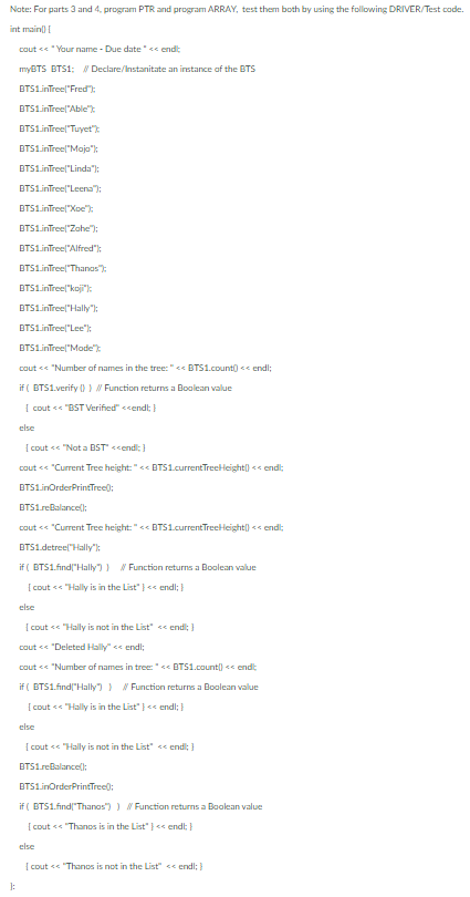 Solved Part 3⋯ Program Pointers Write a BTS for strings | Chegg.com