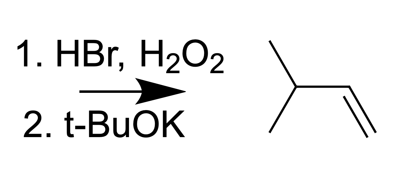 Solved 1. HBr, H2O2 2. t-BuOK | Chegg.com