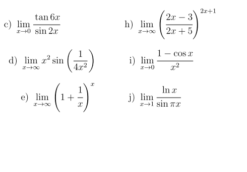 Solved 20+1 2.c 3 tan 6.c c) lim 3-0 sin 2.c h) lim 100 2.0 | Chegg.com